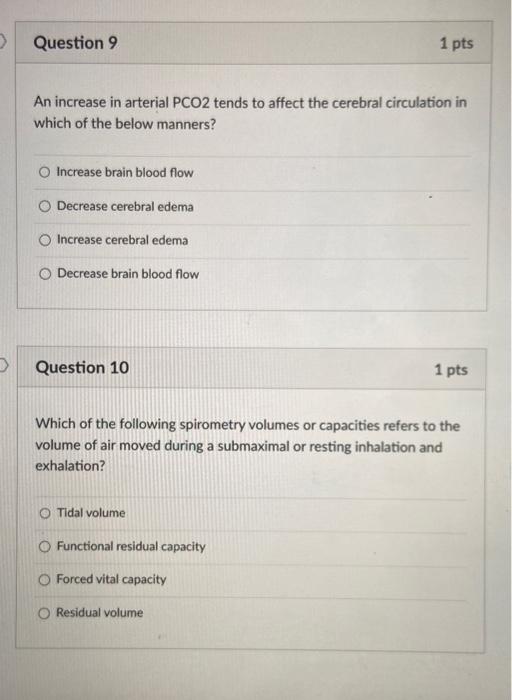Solved An increase in arterial PCO2 tends to affect the | Chegg.com
