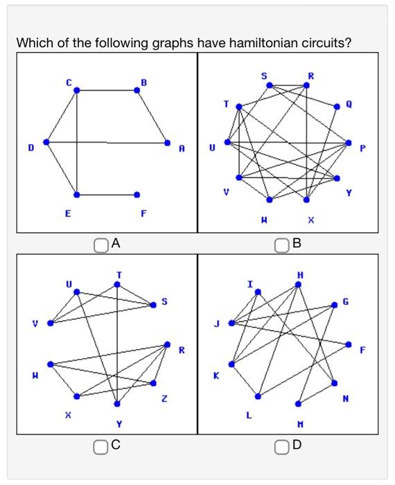 Solved Which of the following graphs have hamiltonian | Chegg.com