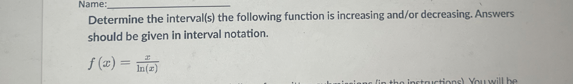 Solved Name q, ﻿Determine the interval(s) ﻿the following | Chegg.com