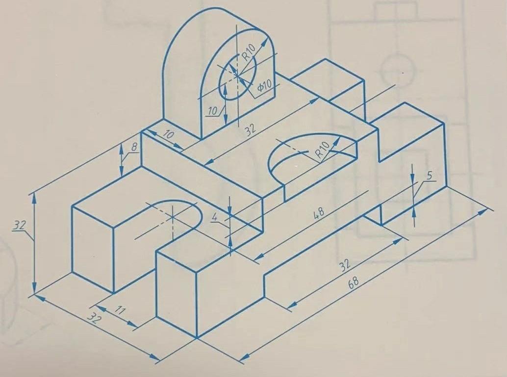 Solved Draw the three view. front side, left side view and | Chegg.com