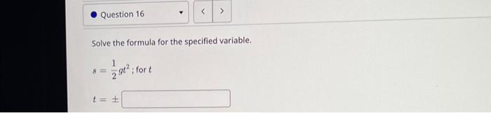 Solved Solve the formula for the specified variable. | Chegg.com