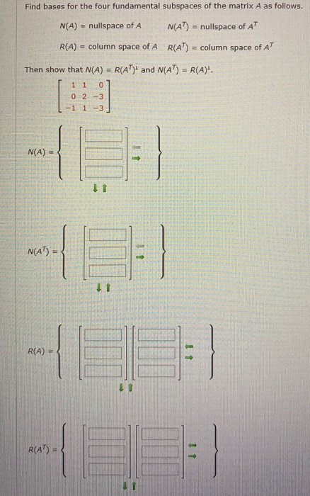 Solved Find bases for the four fundamental subspaces of the | Chegg.com