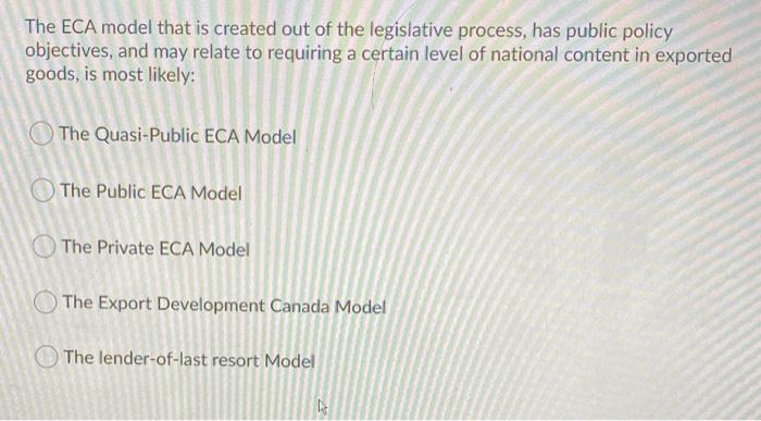 Solved The ECA model that is created out of the legislative | Chegg.com