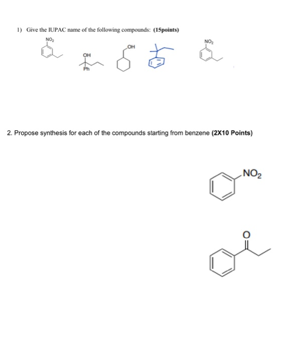 Solved 1) Give the IUPAC name of the following compounds: | Chegg.com