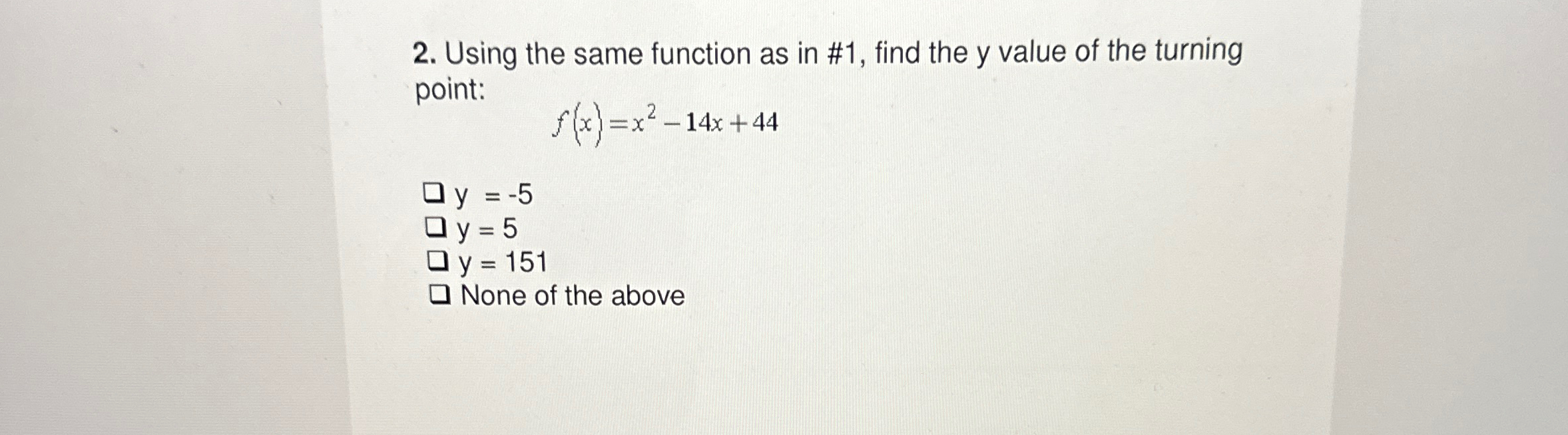 Solved Using the same function as in #1, ﻿find the y ﻿value | Chegg.com