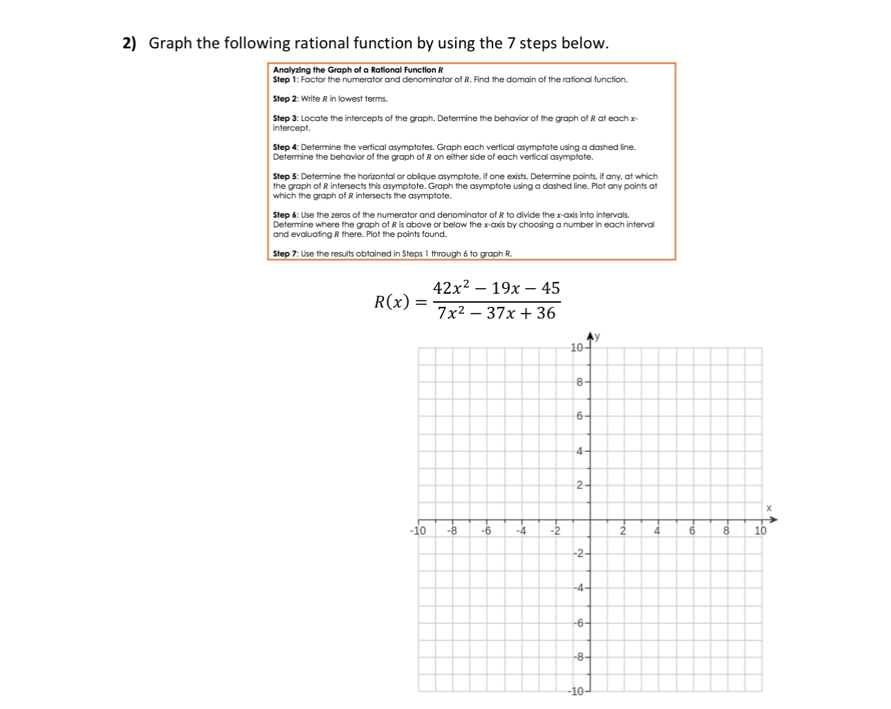 Solved Graph the following rational function by using the 7 | Chegg.com