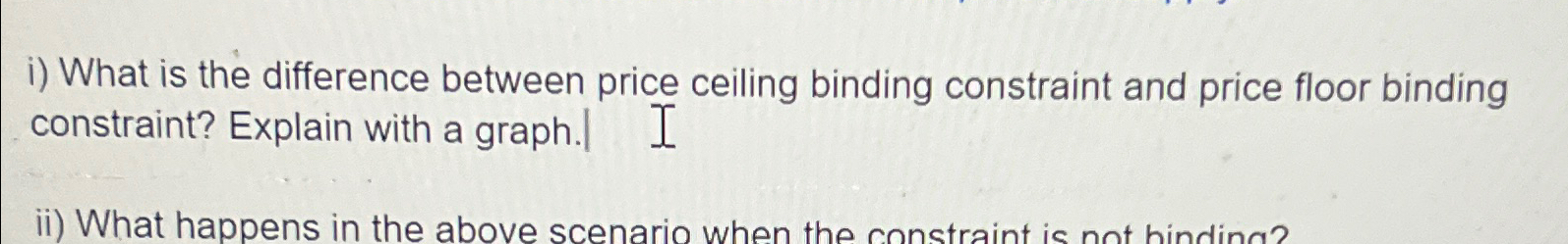 Solved i) ﻿What is the difference between price ceiling | Chegg.com