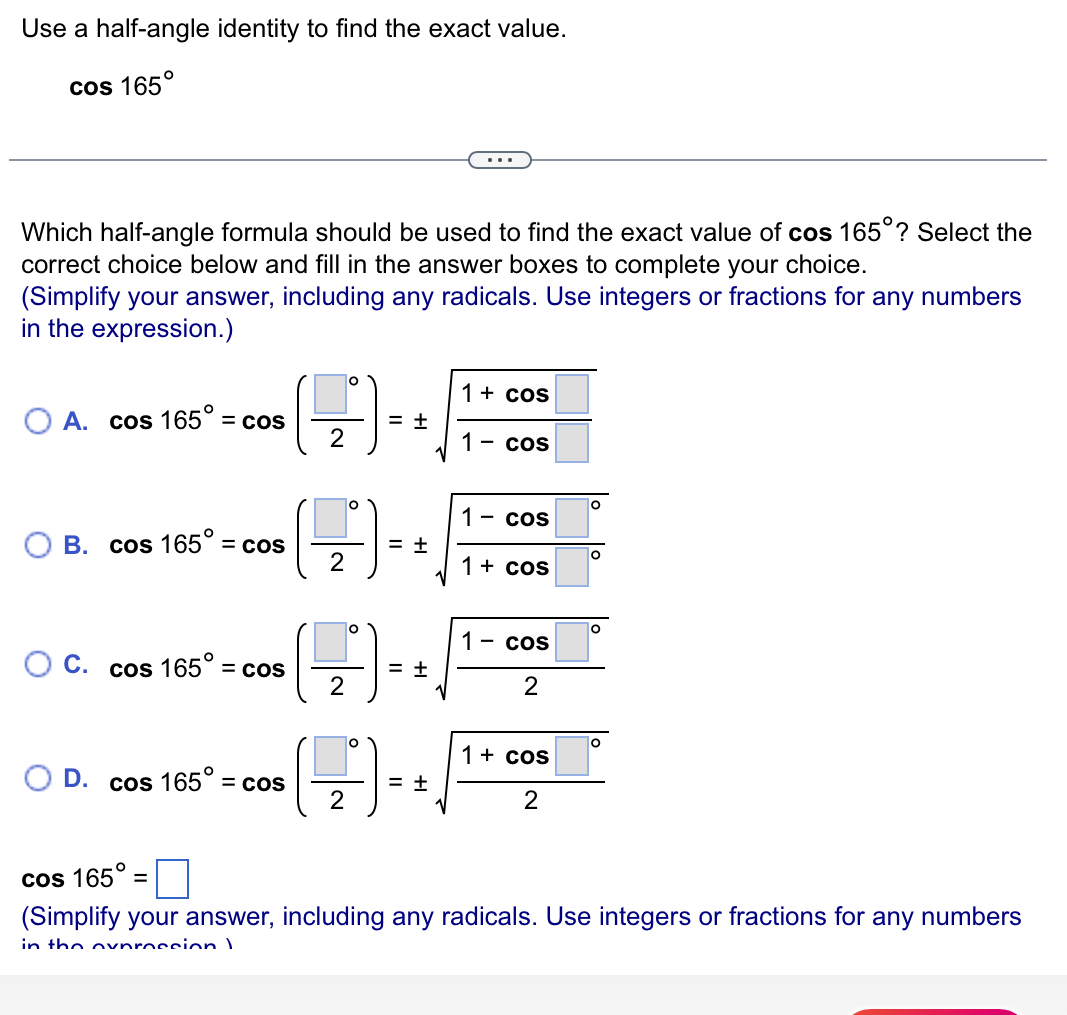 Solved Use a half-angle identity to find the exact | Chegg.com
