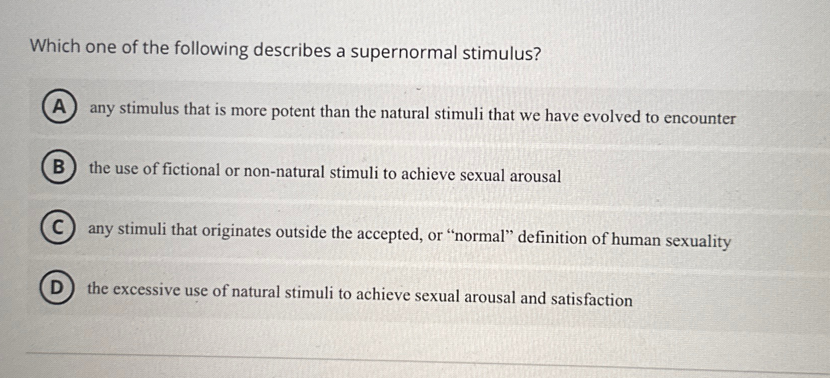 Solved Which one of the following describes a supernormal | Chegg.com