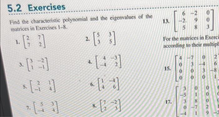Solved Find the characteristic polynomial and the | Chegg.com