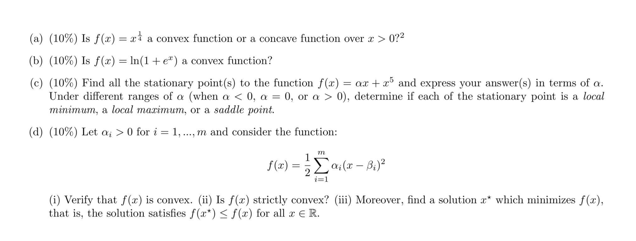 Solved (a) (10%) ﻿Is f(x)=x14 ﻿a convex function or a | Chegg.com