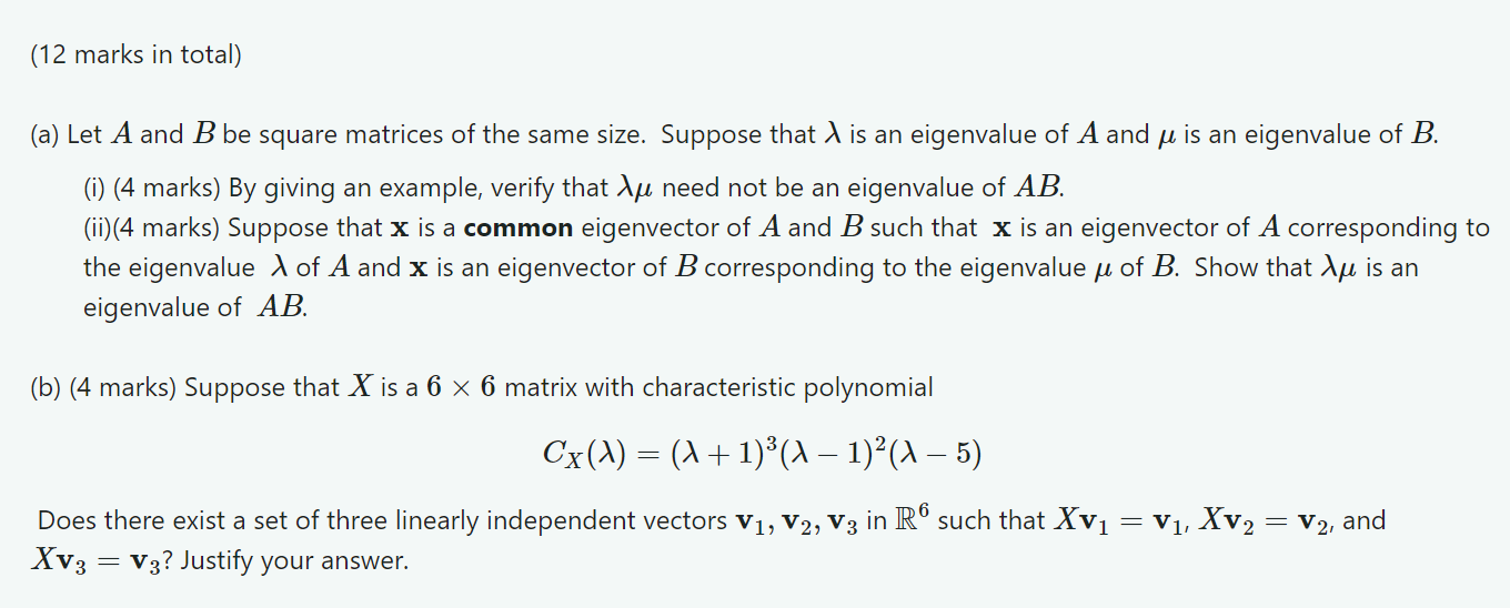 Solved (12 ﻿marks in total)(a) ﻿Let A and B ﻿be square | Chegg.com