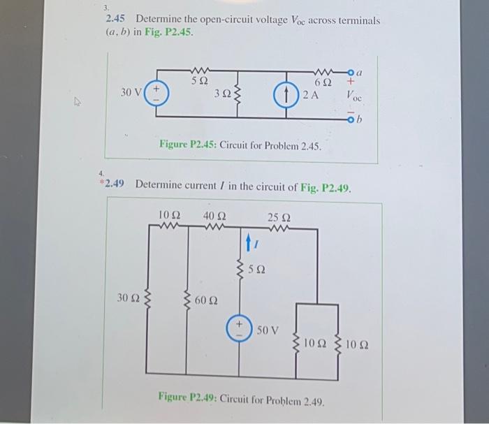 Solved 2.45 Determine the open-circuit voltage Voc across | Chegg.com