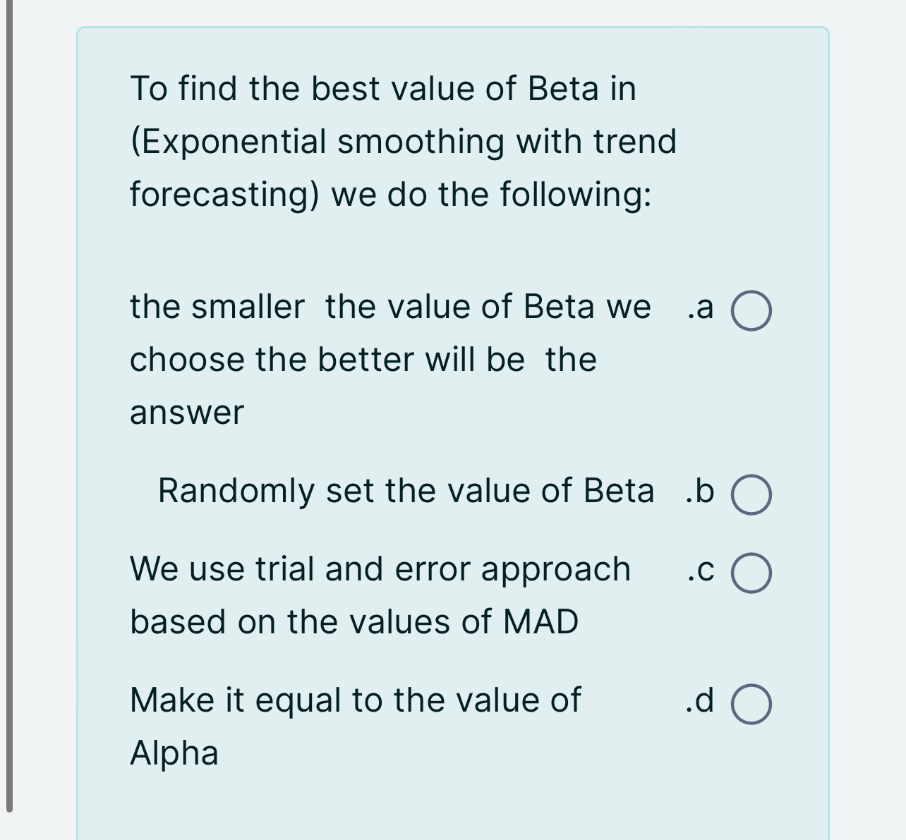 Solved To find the best value of Beta in (Exponential | Chegg.com
