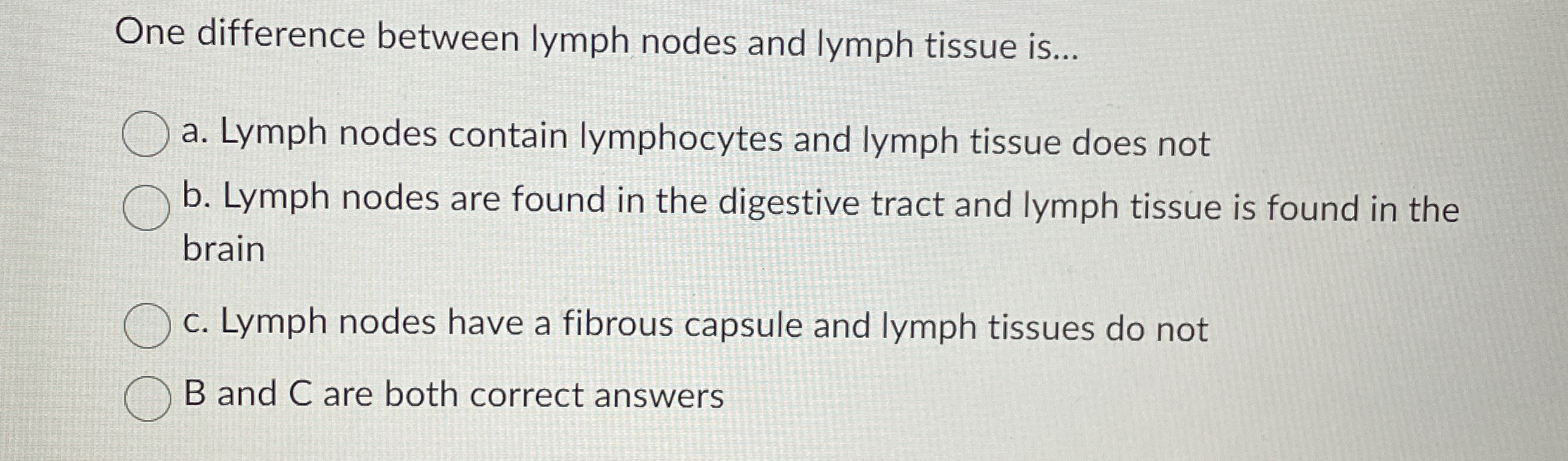 Solved One difference between lymph nodes and lymph tissue | Chegg.com