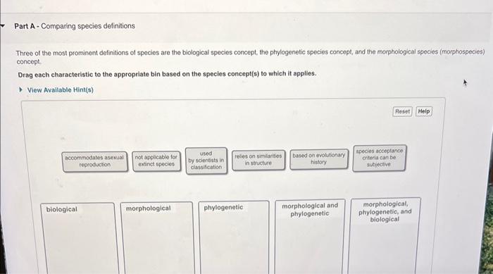 Solved Three of the most prominent definitions of species | Chegg.com