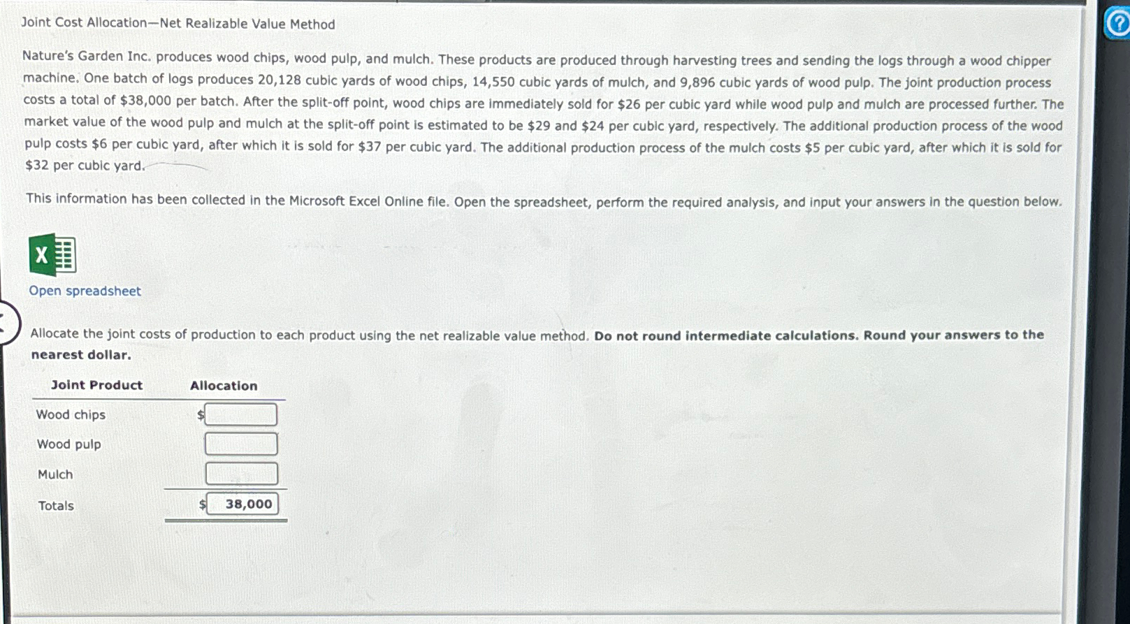 Solved Joint Cost Allocation-Net Realizable Value Method $32 | Chegg.com