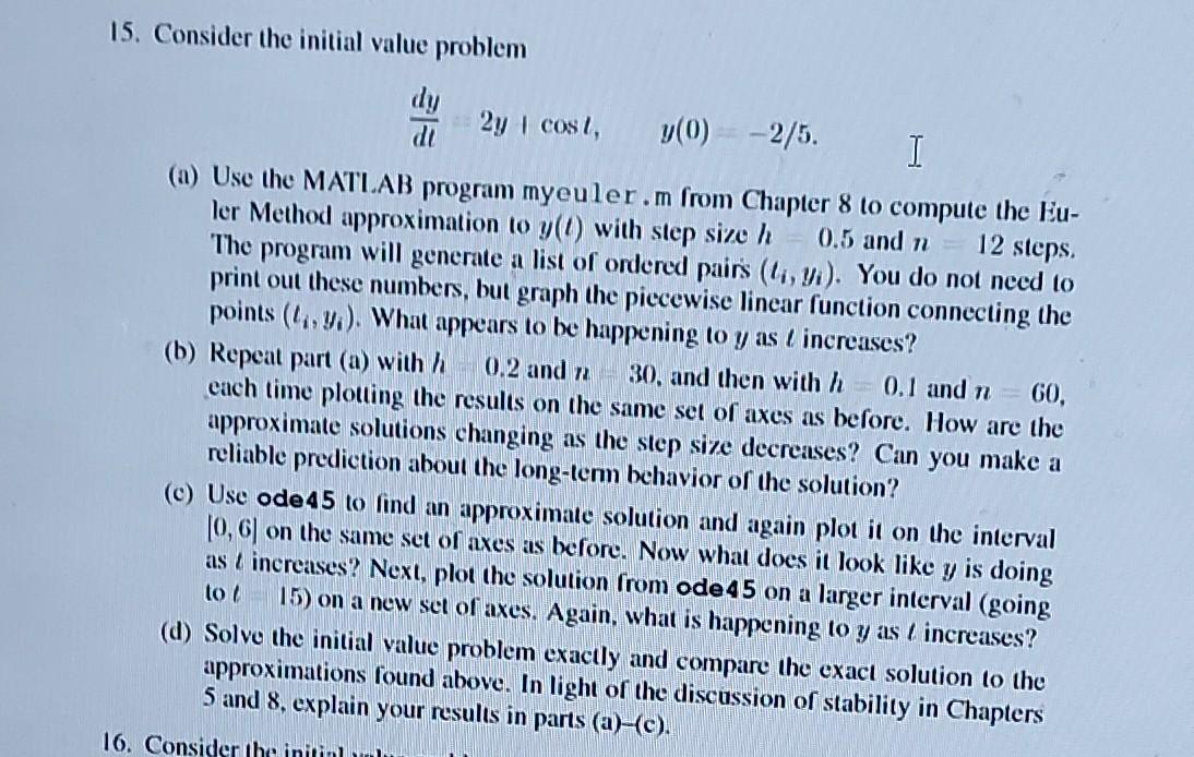 Solved 10. Solve the following initial value problems | Chegg.com