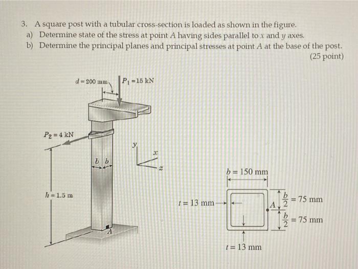 Solved 3. A square post with a tubular cross-section is | Chegg.com