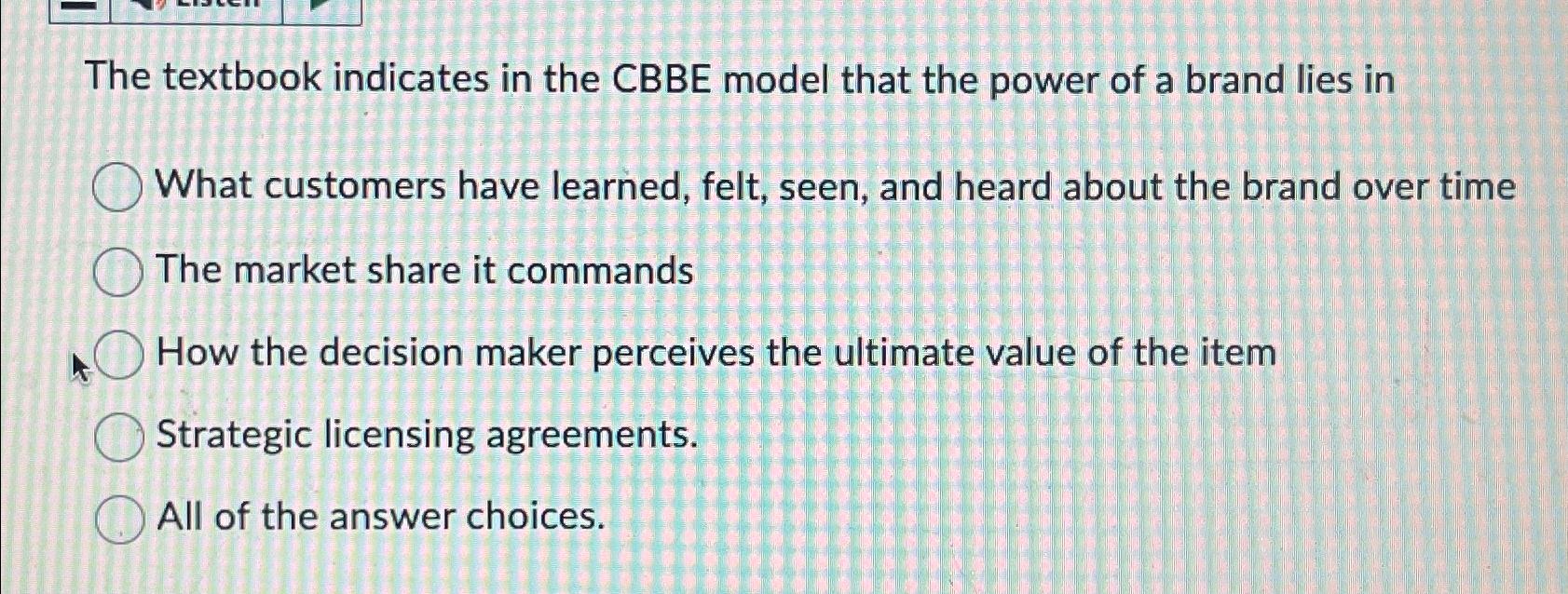 Solved The textbook indicates in the CBBE model that the | Chegg.com