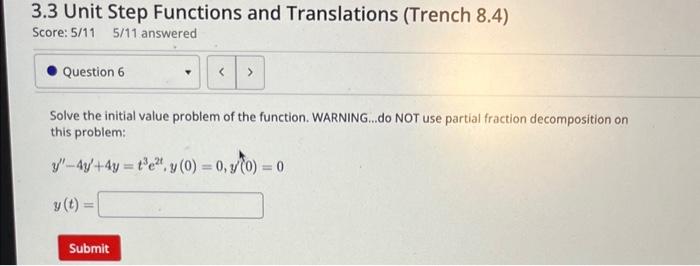 Solved 3.3 Unit Step Functions and Translations (Trench 8.4) | Chegg.com