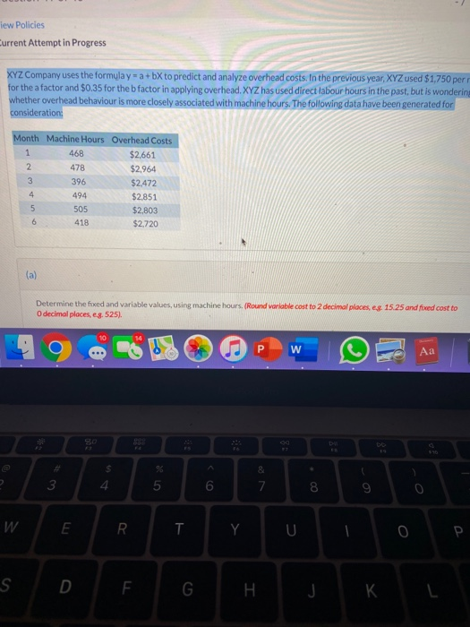 Solved iew Policies Current Attempt in Progress XYZ Company | Chegg.com