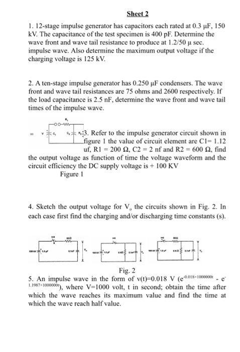 Sheet 2 1. 12-stage impulse generator has capacitors | Chegg.com
