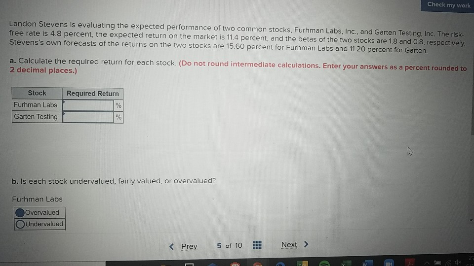 Solved Check my work Landon Stevens is evaluating the | Chegg.com