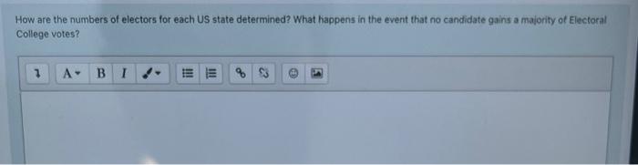 How are the numbers of electors for each US state | Chegg.com