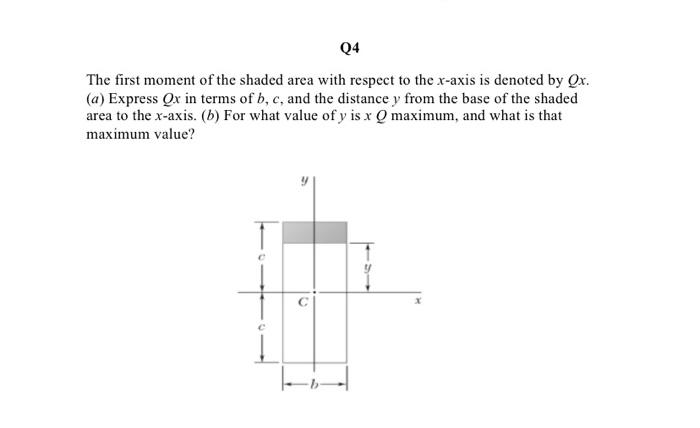 Solved Q4 The first moment of the shaded area with respect | Chegg.com