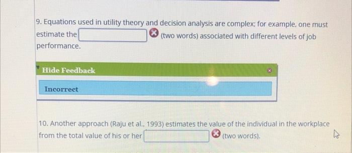 Solved 9. Equations used in utility theory and decision | Chegg.com