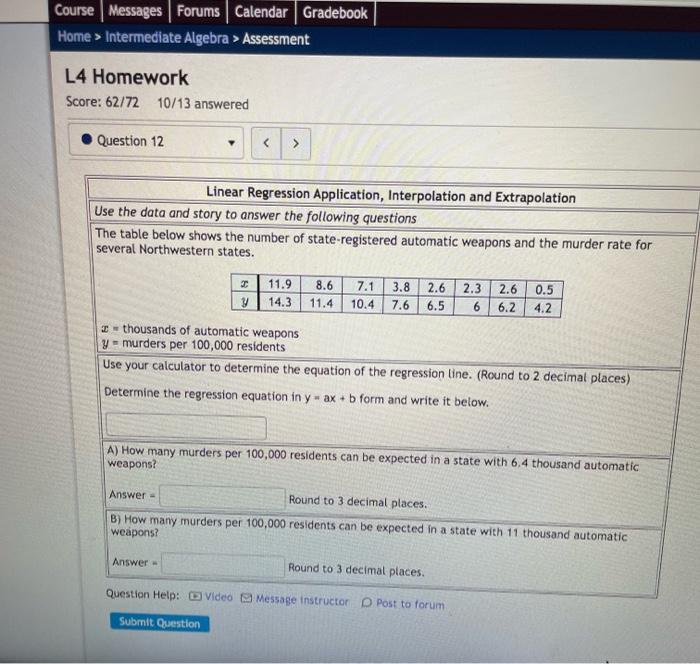 Solved Course Messages Forums Calendar Gradebook Home > | Chegg.com