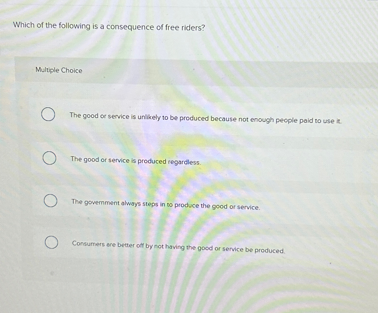 Solved Which of the following is a consequence of free | Chegg.com