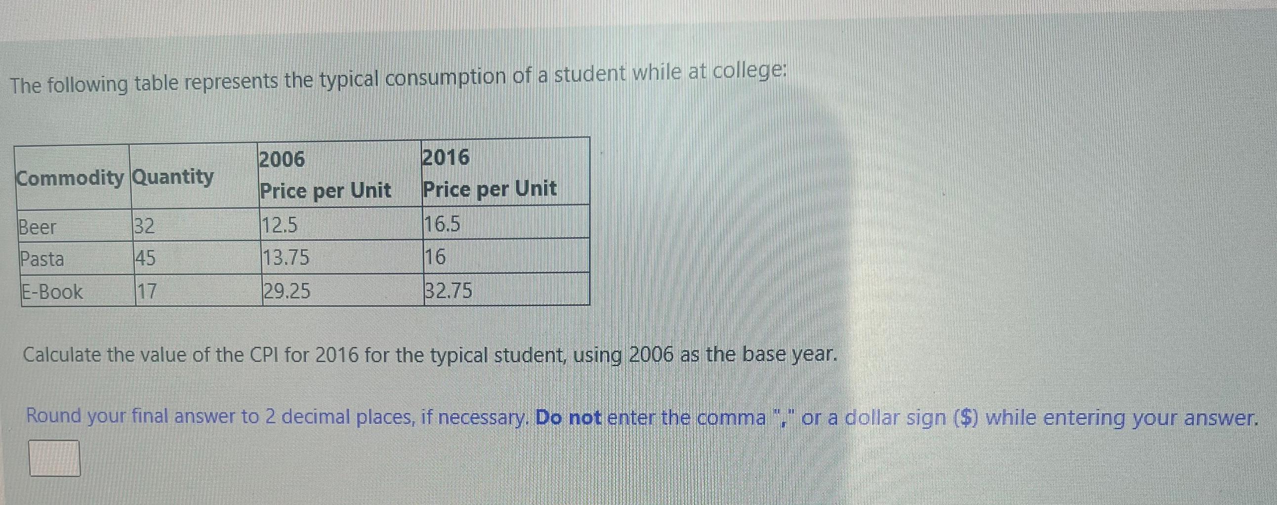 Solved The following table represents the typical | Chegg.com