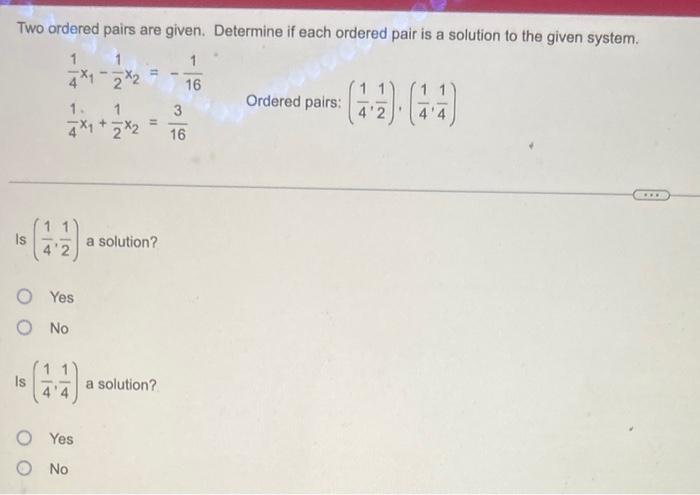 Solved Two ordered pairs are given. Determine if each | Chegg.com