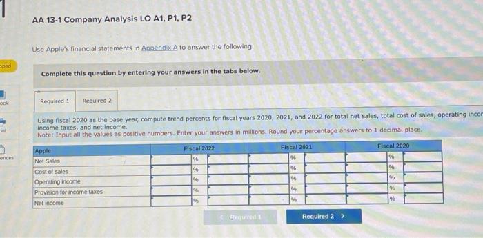 Solved AA 13-1 Company Analysis LO A1, P1, P2 Use Apple's | Chegg.com