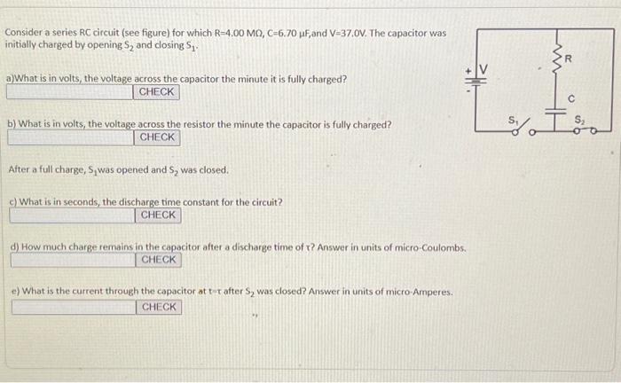 Solved Consider a series RC circuit (see figure) for which | Chegg.com