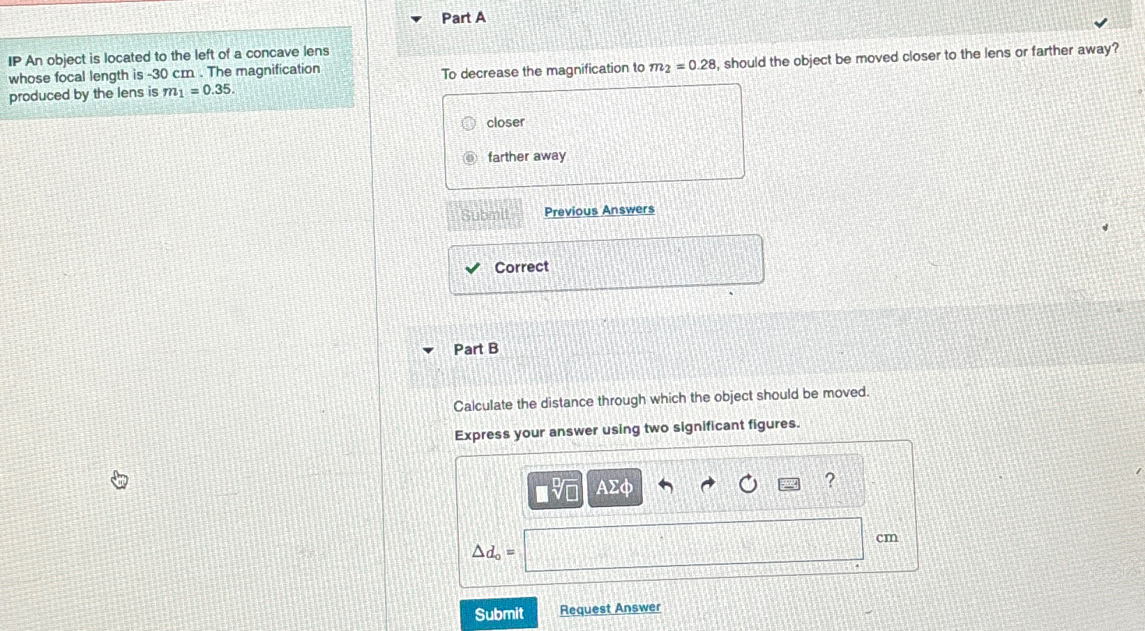 Solved Part AIP An object is located to the left of a | Chegg.com