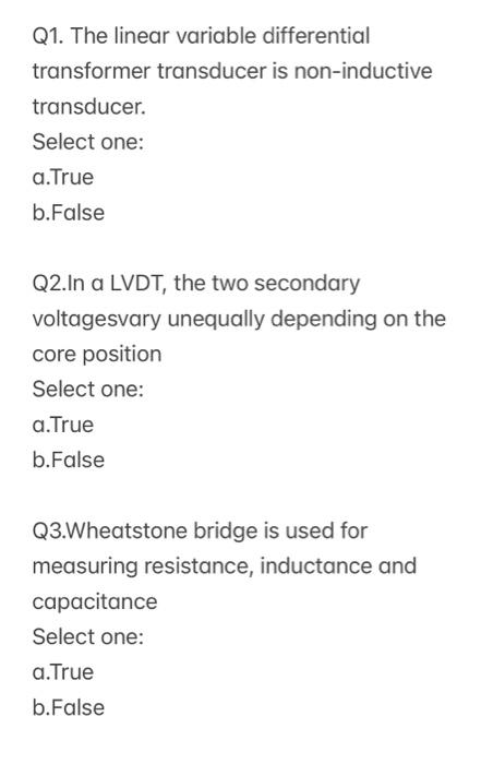 Solved Q1. The linear variable differential transformer | Chegg.com