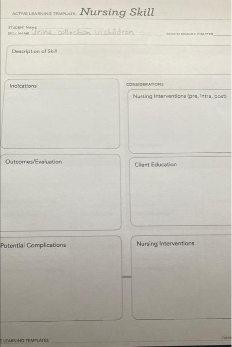 Solved ACTIVE LEARNING TEMPLATE Nursing Skill STUDENT NAME | Chegg.com