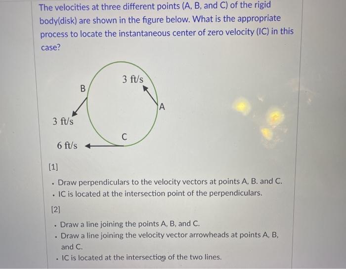 Solved The velocities at three different points (A, B, and | Chegg.com