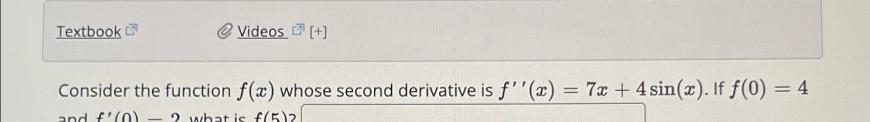 Solved TextbookVideos+Consider the function f(x) ﻿whose | Chegg.com
