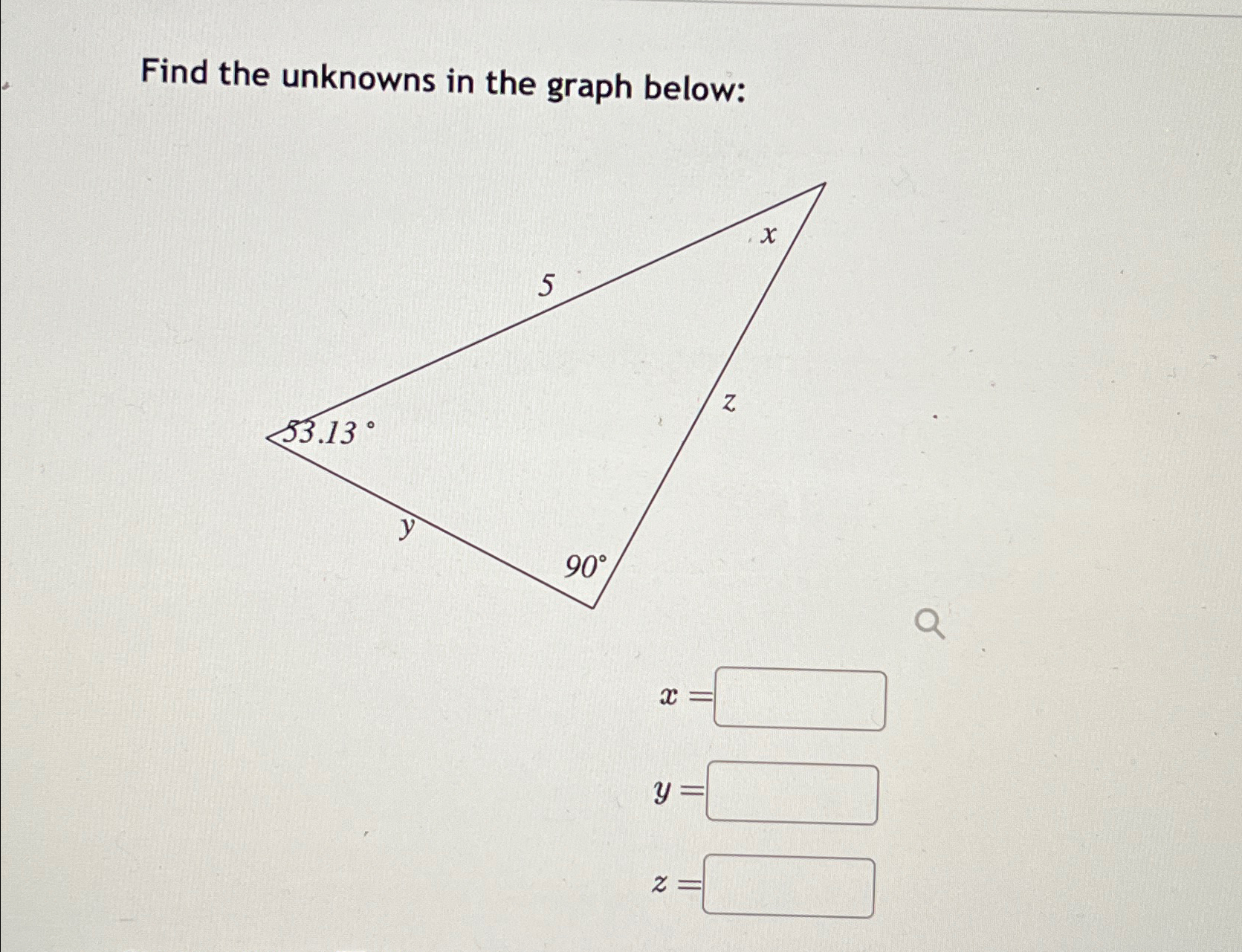 Solved Find the unknowns in the graph below:x=y=z= | Chegg.com
