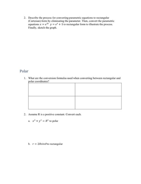 Solved 2. Describe the process for converting parametric | Chegg.com