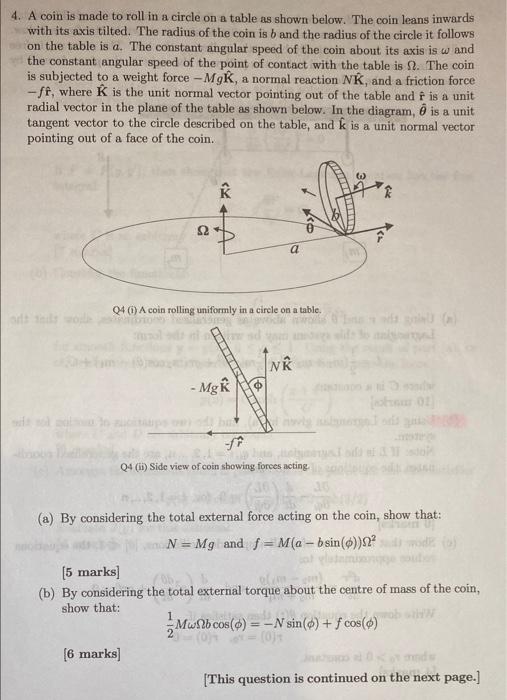 Solved 4. A coin is made to roll in a circle on a table as | Chegg.com