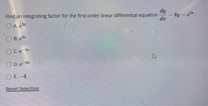 Solved Find an integrating factor for the first-order linear | Chegg.com