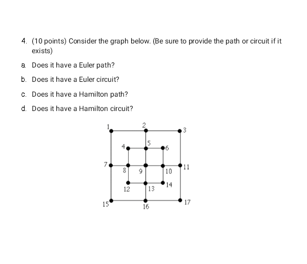 Solved 4. (10 points) Consider the graph below. (Be sure to | Chegg.com