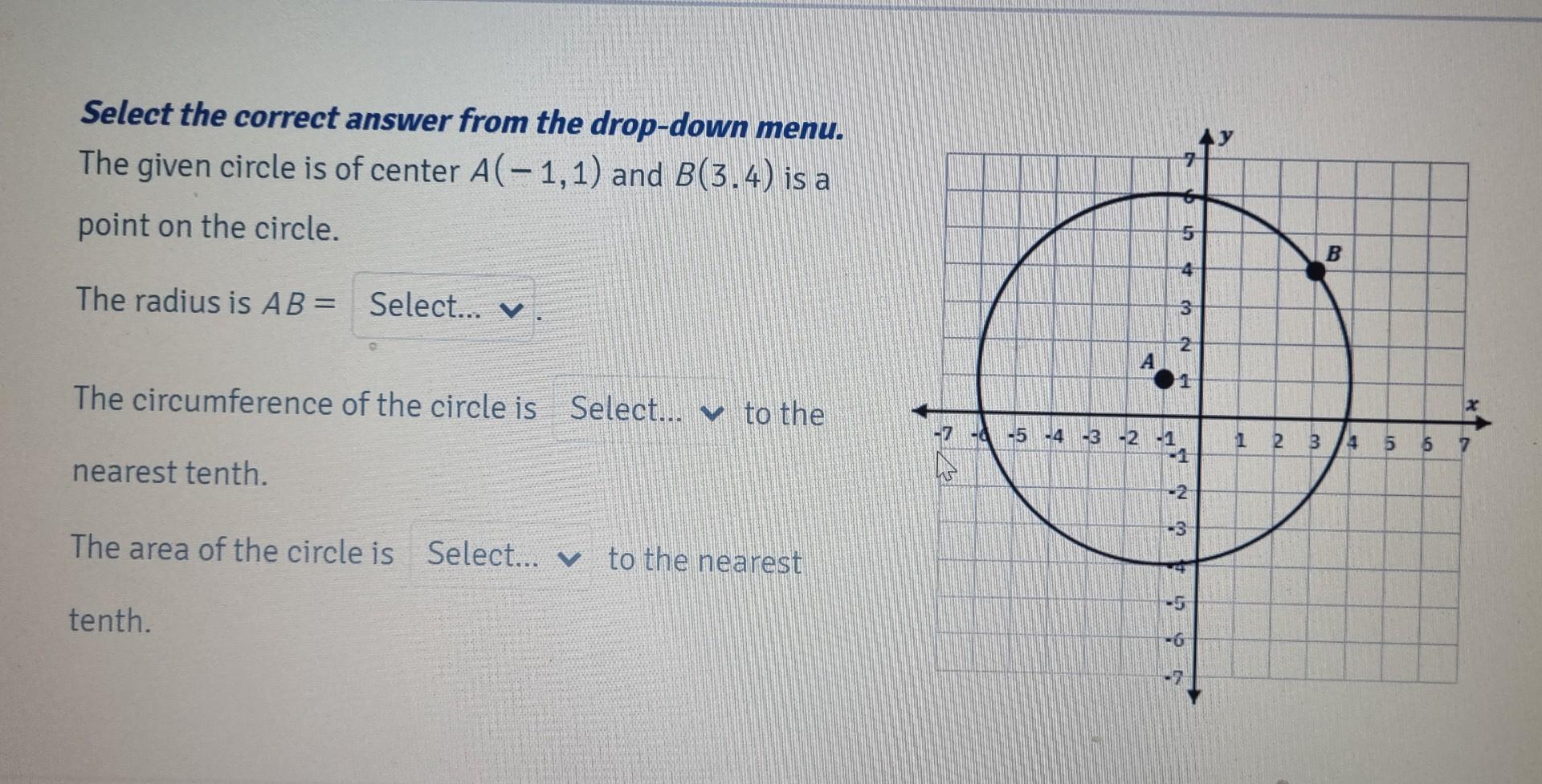 Solved Select the correct answer from the drop-down menu. | Chegg.com