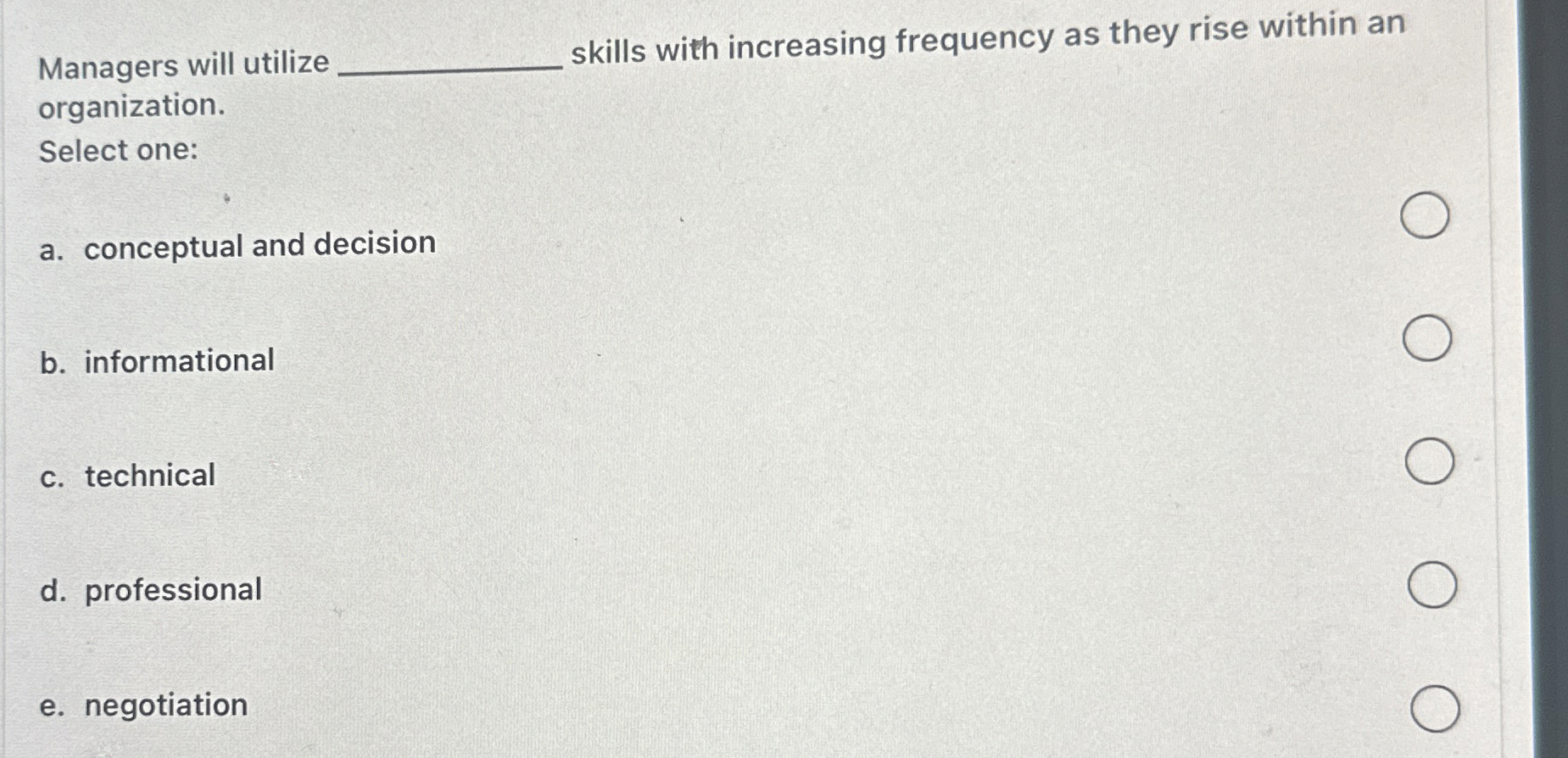 Solved Managers will utilizeskills with increasing frequency | Chegg.com