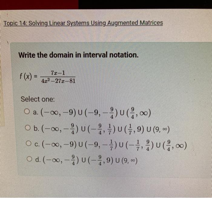 Solved Topic 14: Solving Linear Systems Using Augmented | Chegg.com